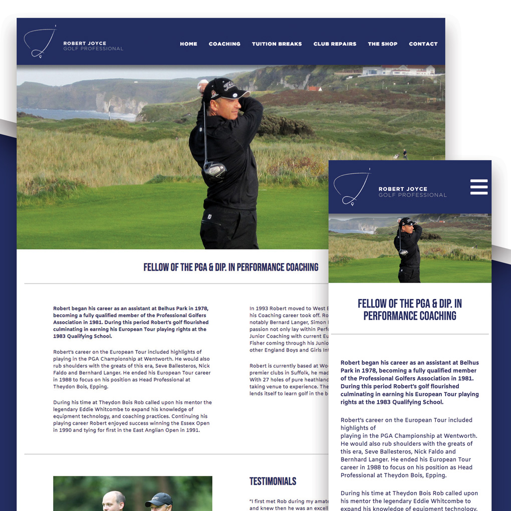 Robert Joyce Golf Pro Website Design Woodbridge - Ipswich Graphic ...